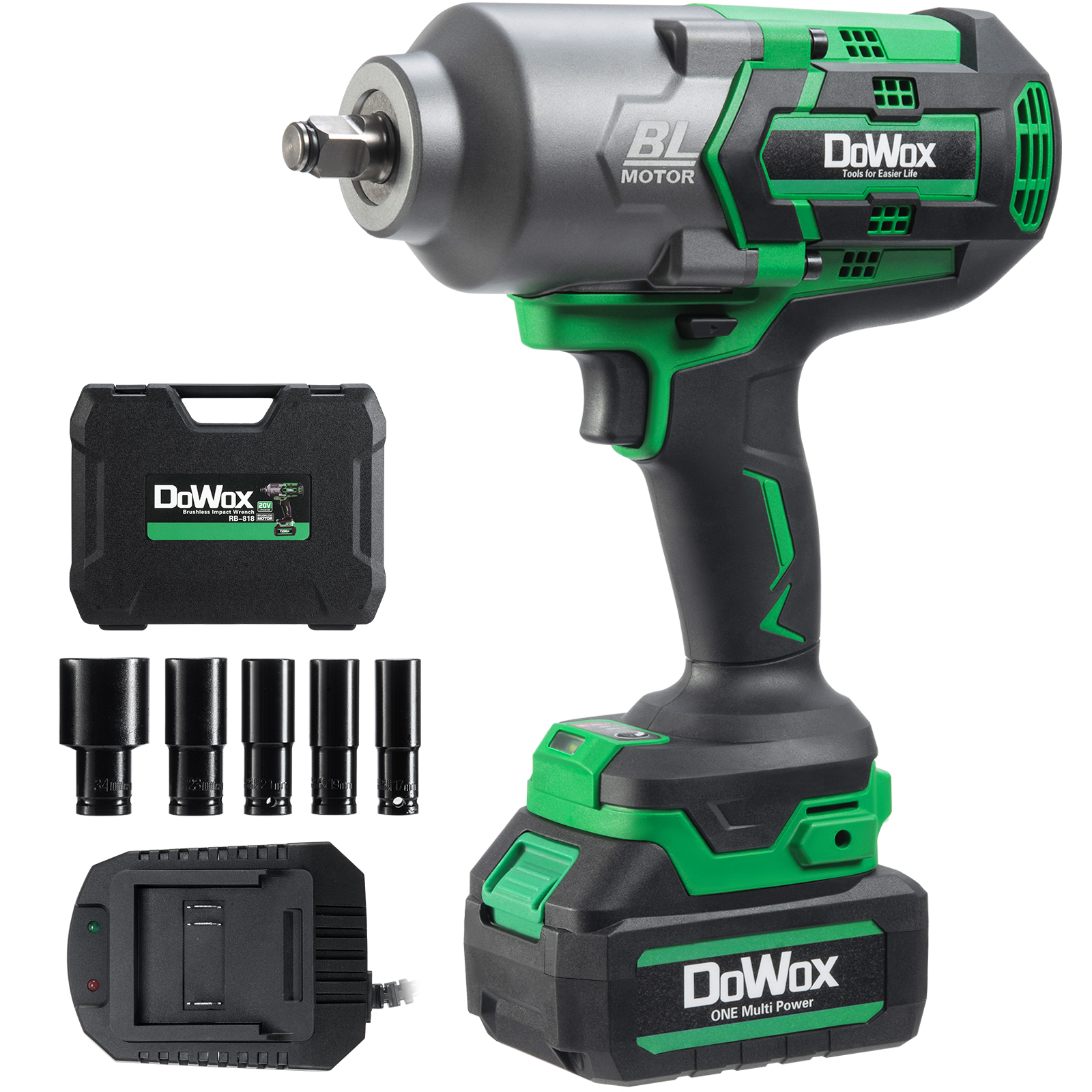 DOWOX 20V Power Cordless Impact Wrench 1 2 Inch 1300 Ft Lbs